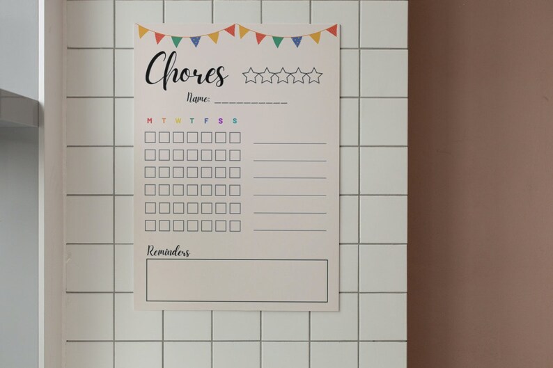 INSTANT DOWNLOAD Kids Chore Chart: Printable, Editable Template (PDF ...