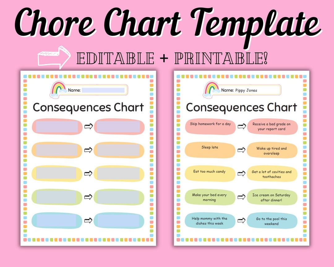 Editable Behavior Chart for Kids, Accountability Tracker, Behavior ...