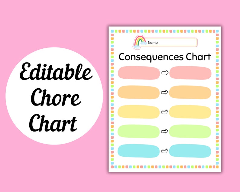 Editable Behavior Chart for Kids, Accountability Tracker, Behavior ...