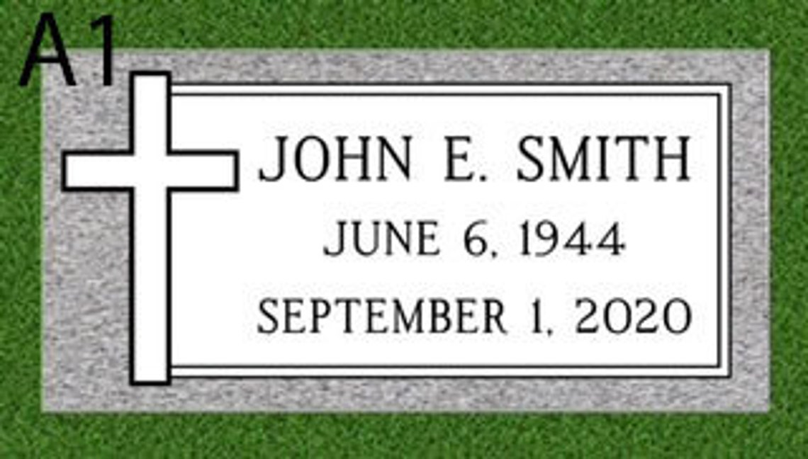Cemetery Headstone, Single Grave Marker, Flat Cemetery Monument, 24”X12 ...