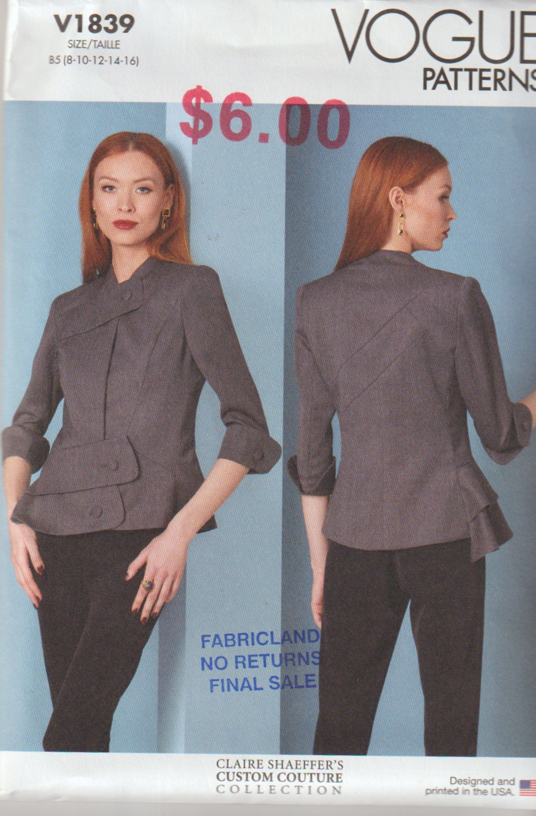 Vogue Sewing Pattern V1839 Original - Etsy