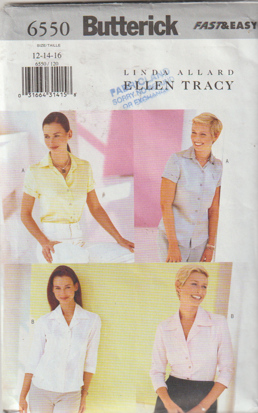 Butterick Sewing Pattern 6550 Original - Etsy
