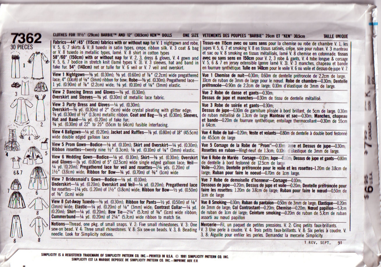 Simplicity Sewing Pattern 7362 Original - Etsy