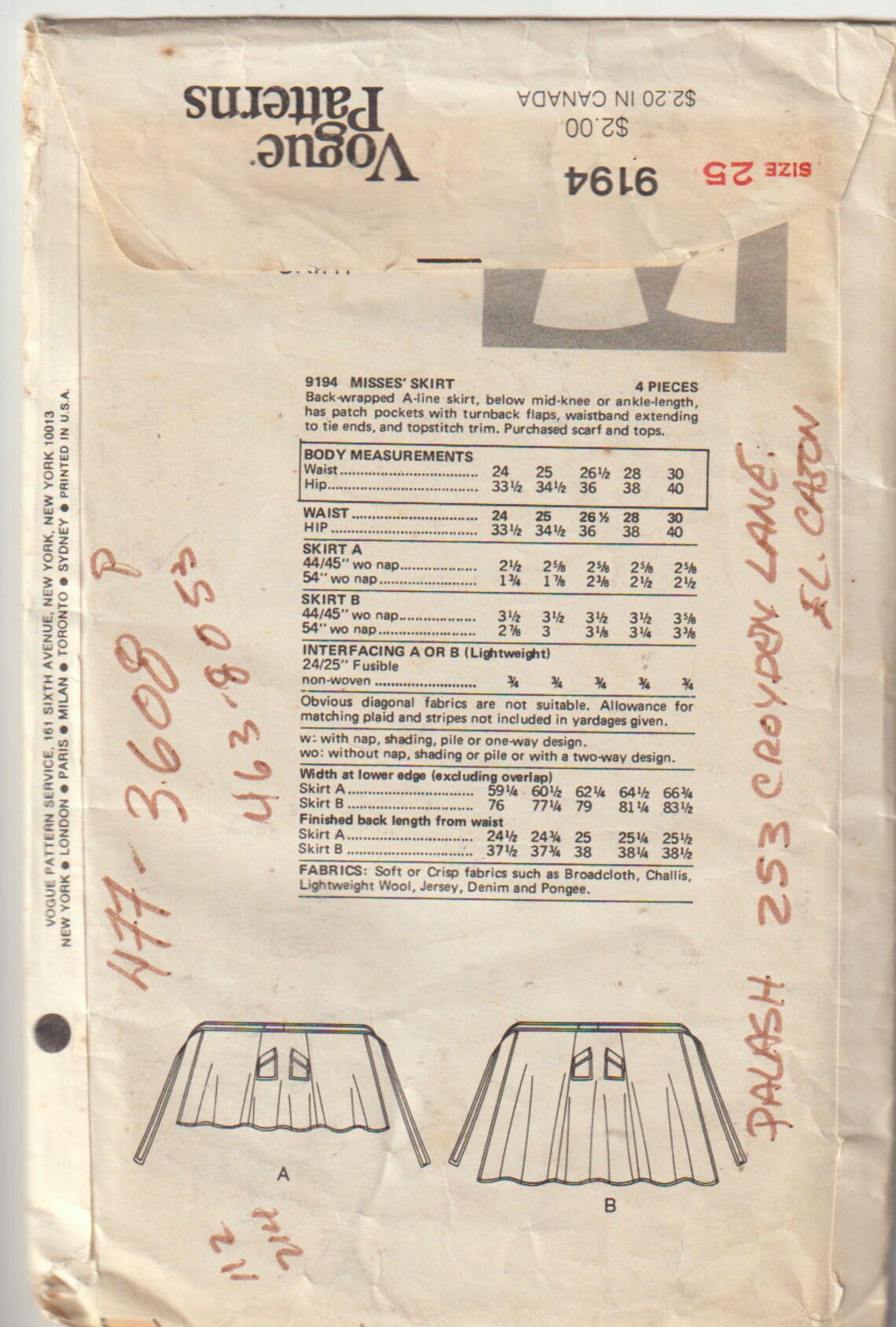 Vogue Sewing Pattern 9194 Original - Etsy