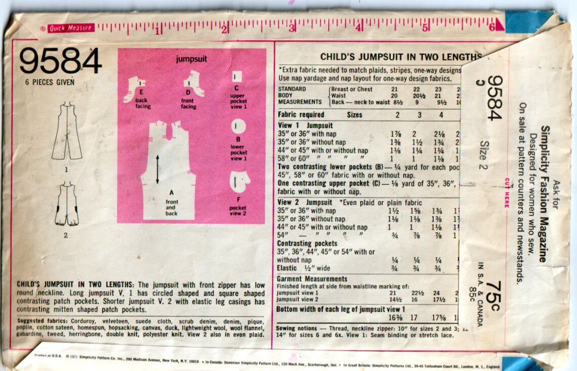 Simplicity Sewing Pattern 9584 Original - Etsy