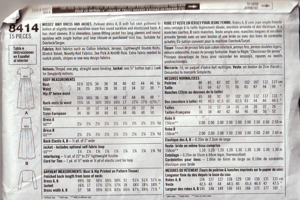 Simplicity Sewing Pattern 8414 Original - Etsy