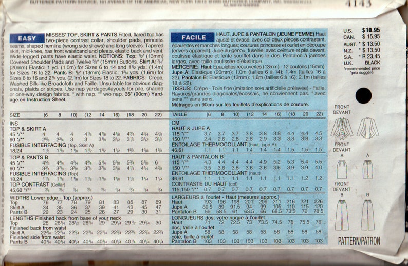 Butterick Sewing Pattern 4143 Original - Etsy