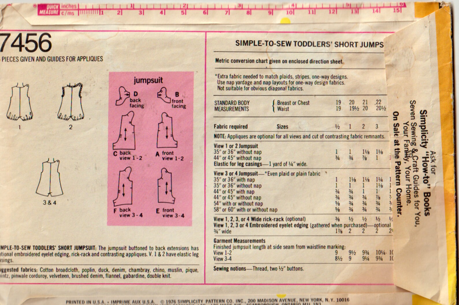Simplicity Sewing Pattern 7456 Original | Etsy