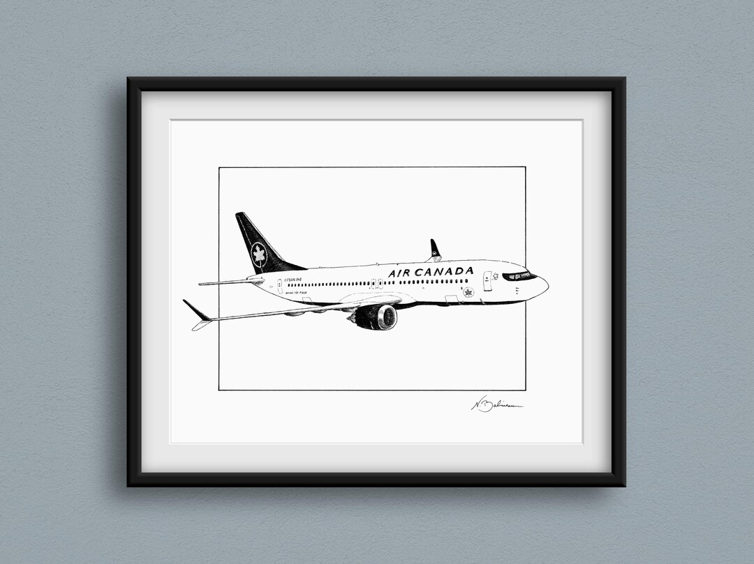 Air Canada Boeing 737 Max 8 Airplane, Aviation Illustration, Original ...