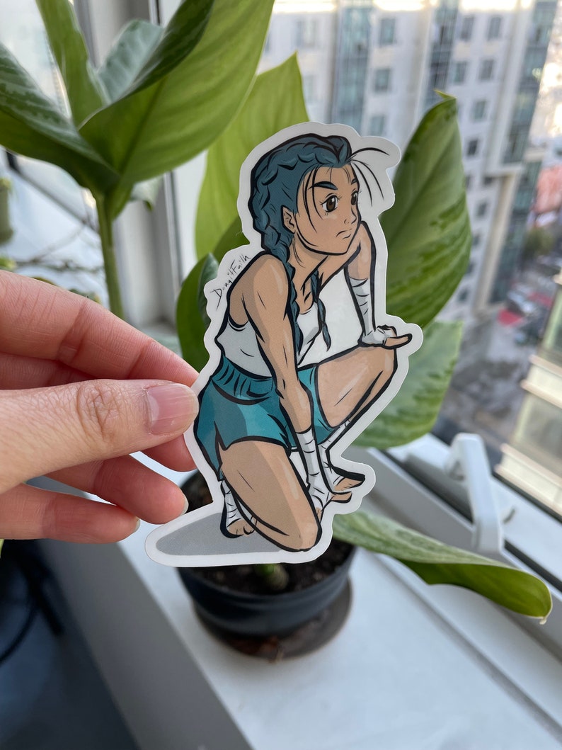 Female Fighter Kneeling Clear Sticker - Etsy