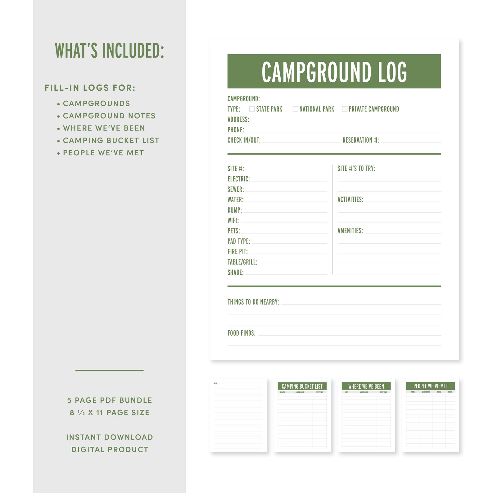 Letter Size - RV Camping Log Book - RV Camper Travel Log - RV Camper ...