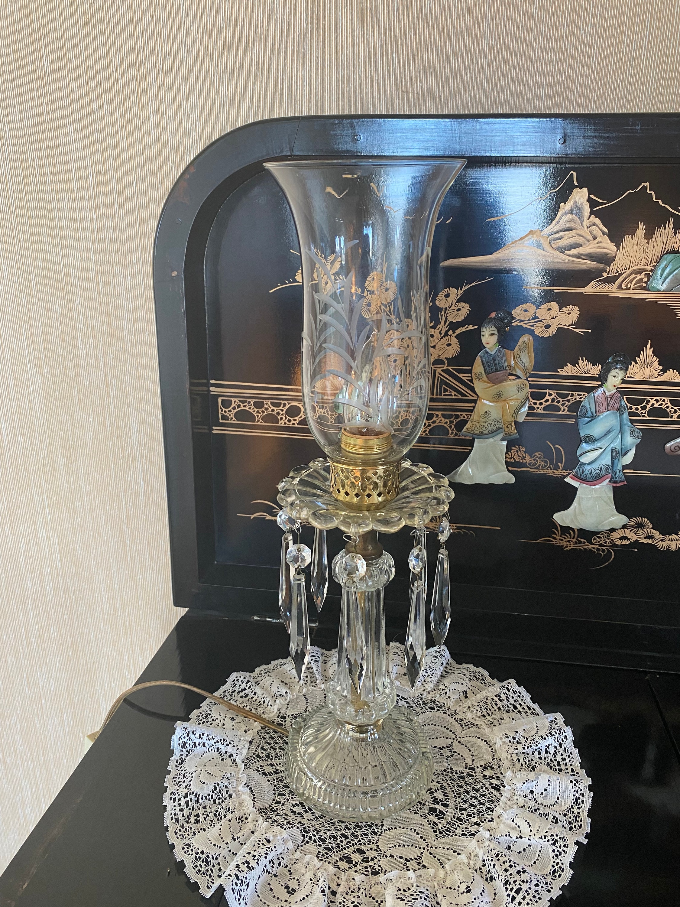 Victorian Crystal Prism Lamps Antique Lamp Prism Etsy