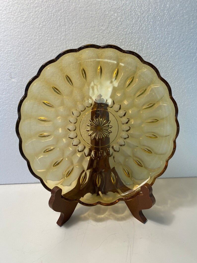 Beautiful Vintage 10 Amber Glass Round Serving Dish - Etsy
