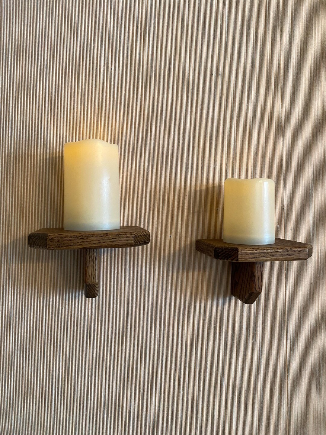 Vintage Pair Small Oak Wood Shelves / Wall Decor - Etsy
