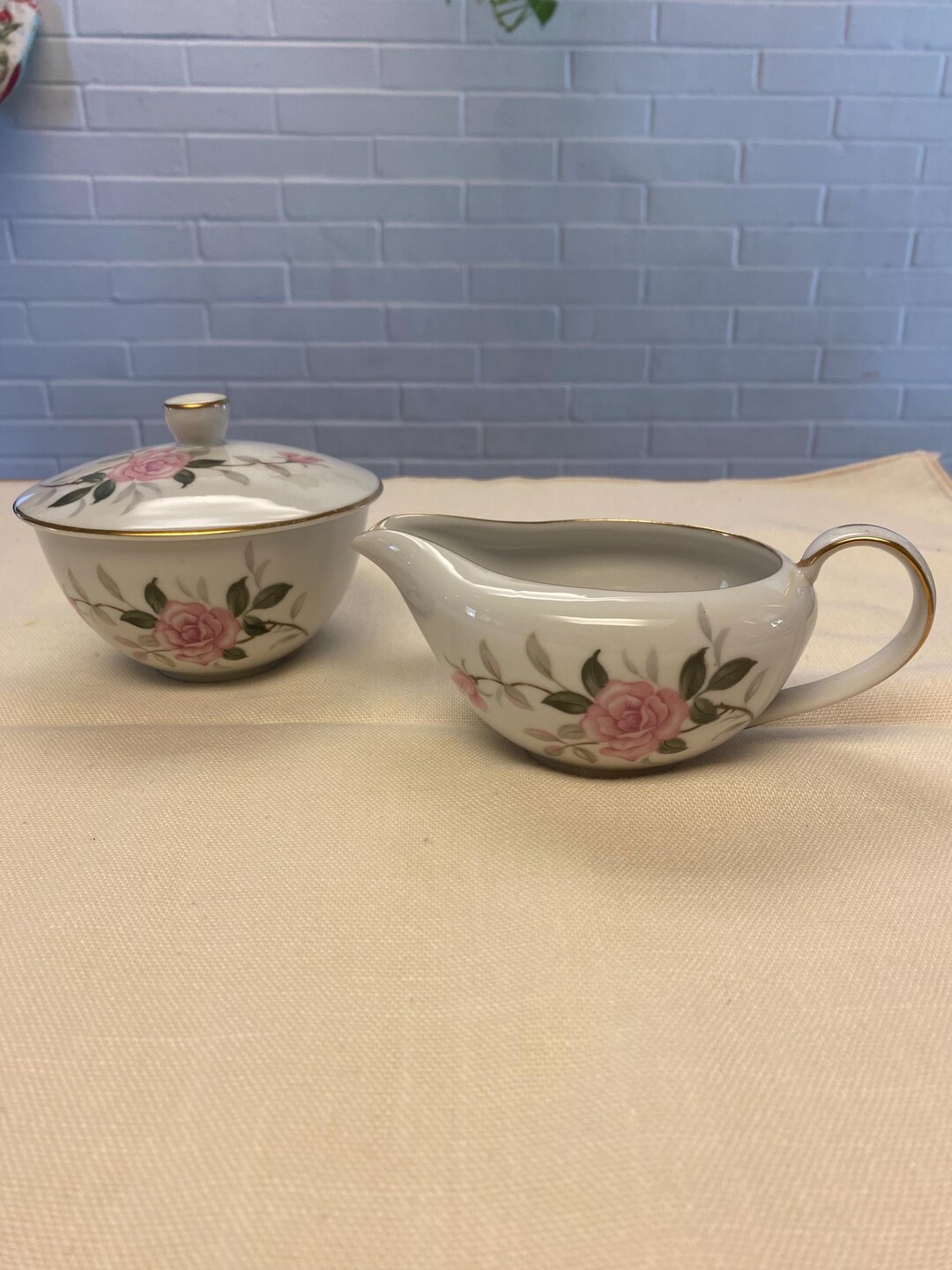 Vintage Contour China Sugar and Creamer Set: 1950s Picardy Rose Pattern ...