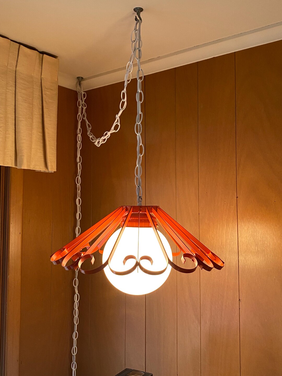 Vintage Wicker-style Hanging Swag Light Fixture - Etsy