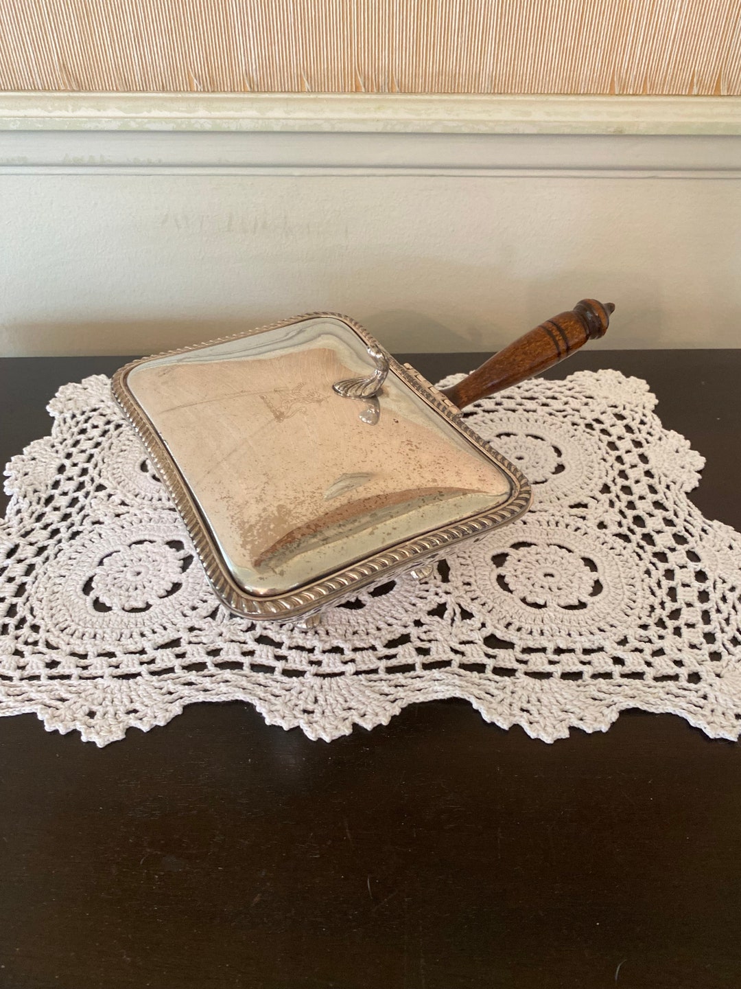 Vintage Modena Silver Silver Plate Over Copper Silent Butler With ...