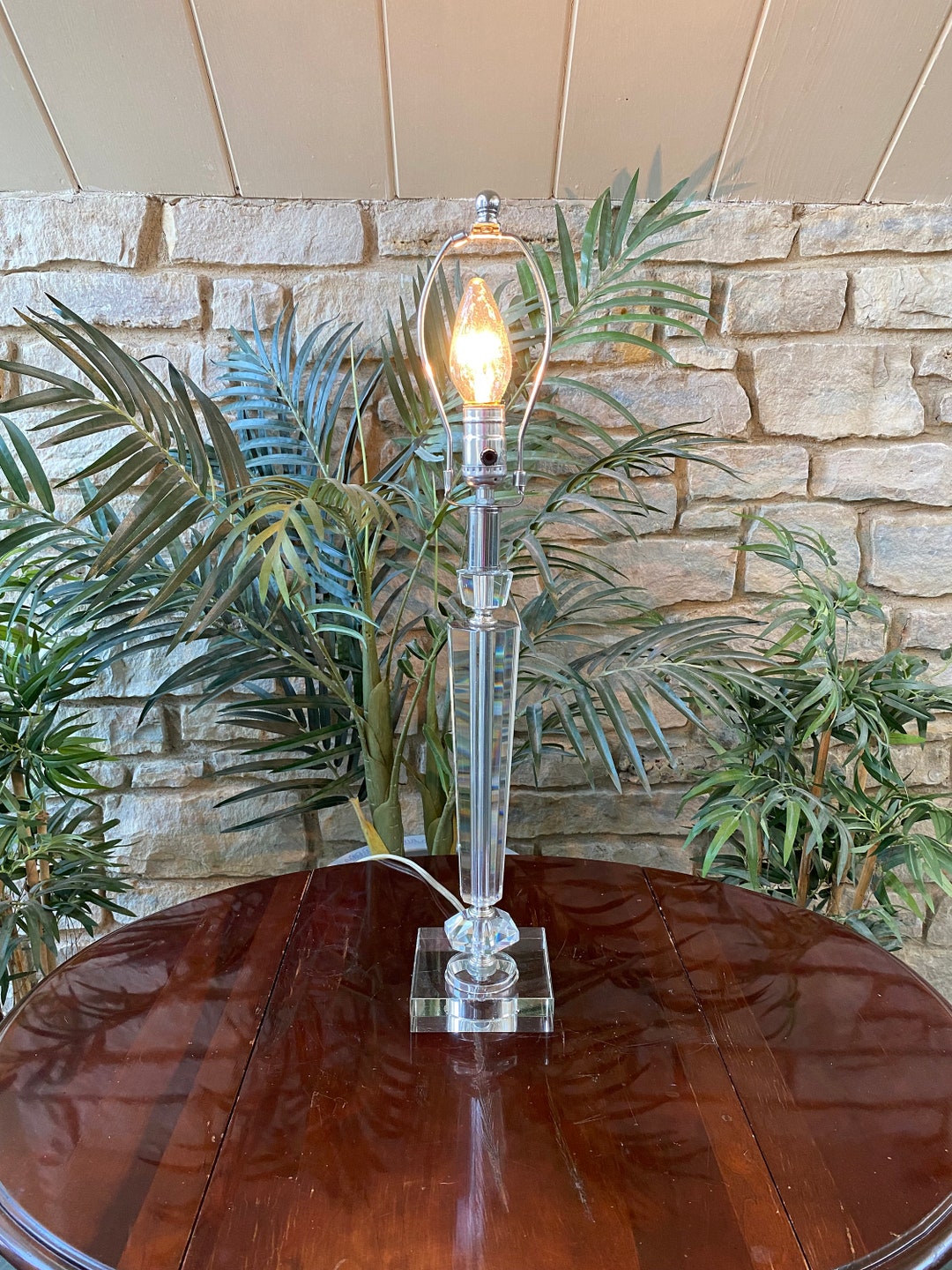 Beautiful Stacked Glass Art Deco Styled Accent Lamp / Lucite Base - Etsy