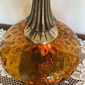 Vintage Amber Glass and Brass Table Lamp Lighted Base Gorgeous - Etsy