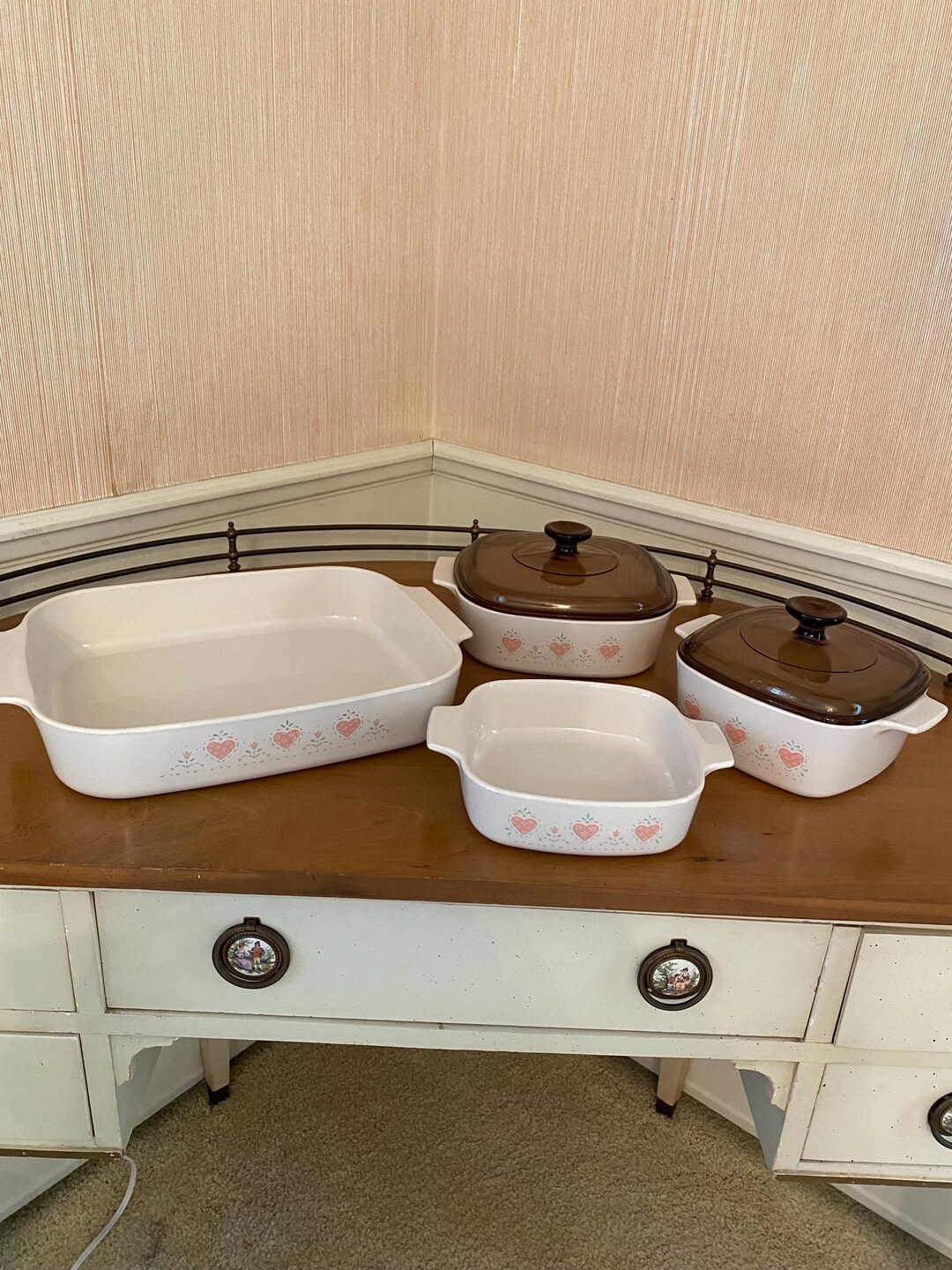 Vintage 6 Piece Corning Ware Forever Yours Pattern Collection 4 Baking ...