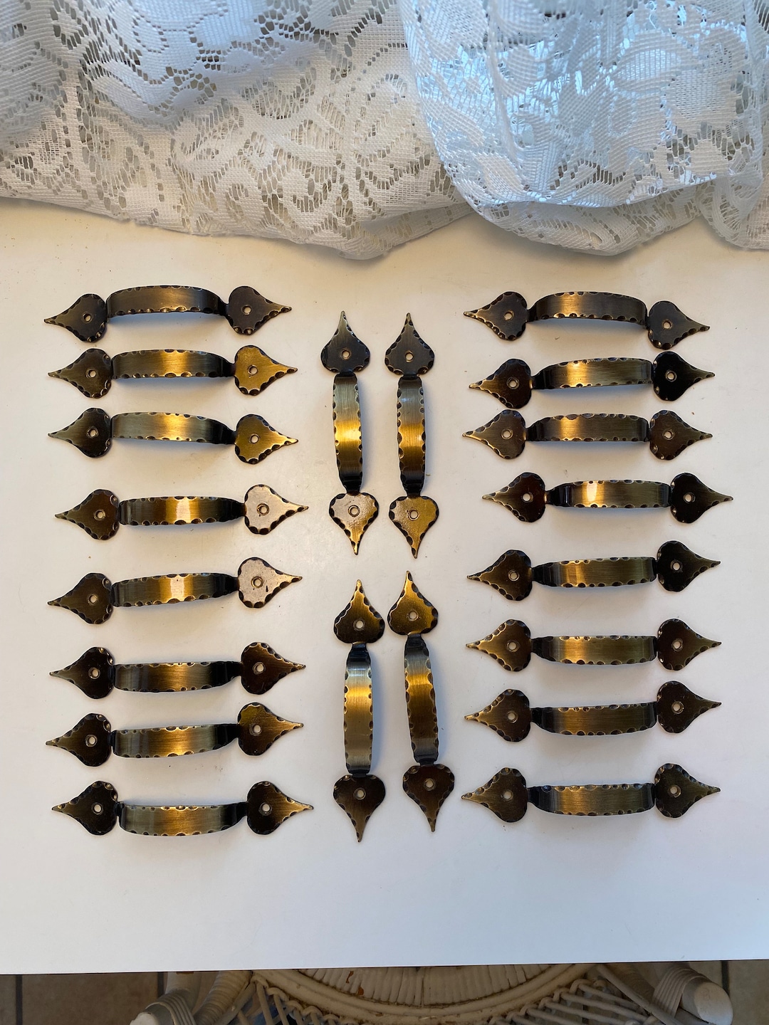 Vintage Brass Plated Cabinet Handles / Pulls / Hardware - Antique Brass ...