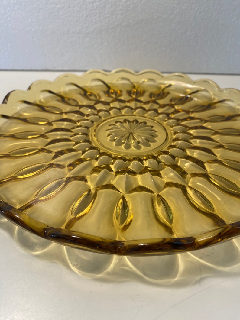 Beautiful Vintage 10 Amber Glass Round Serving Dish - Etsy