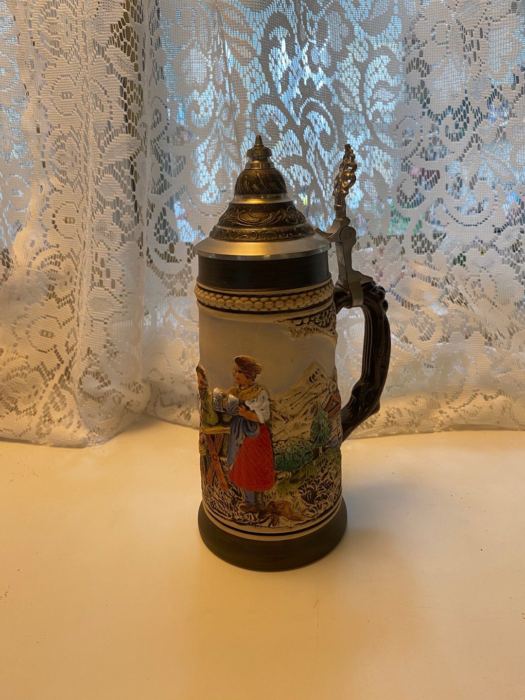 Vintage Handarbeit Ceramic Pottery Stoneware German Beer Stein With ...