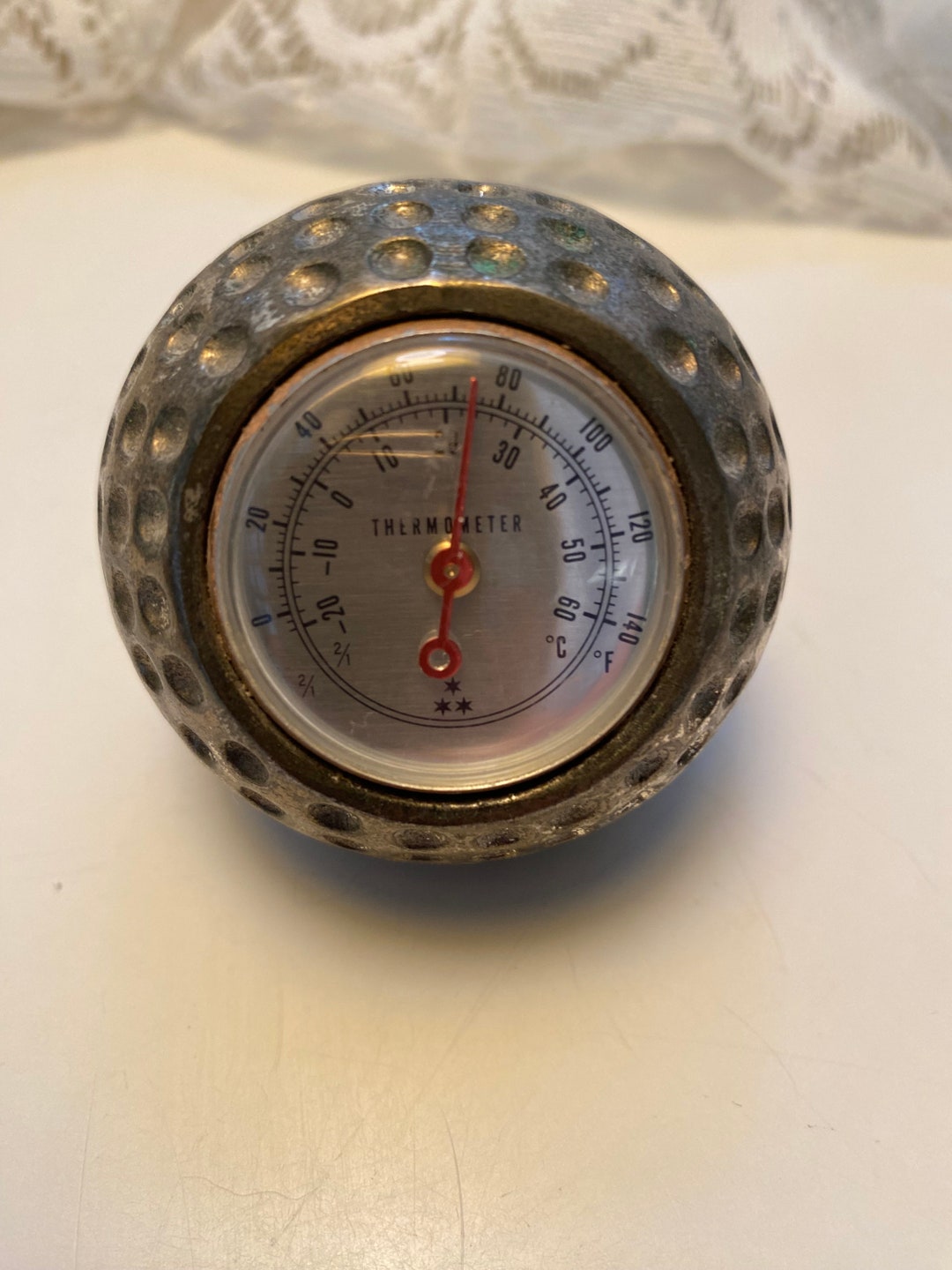 Vintage Brass Golf Ball Thermometer Desk / Table Top Decor - Etsy