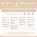 Visual Birth Plan / Birth Preferences / Natural Birth / | Etsy