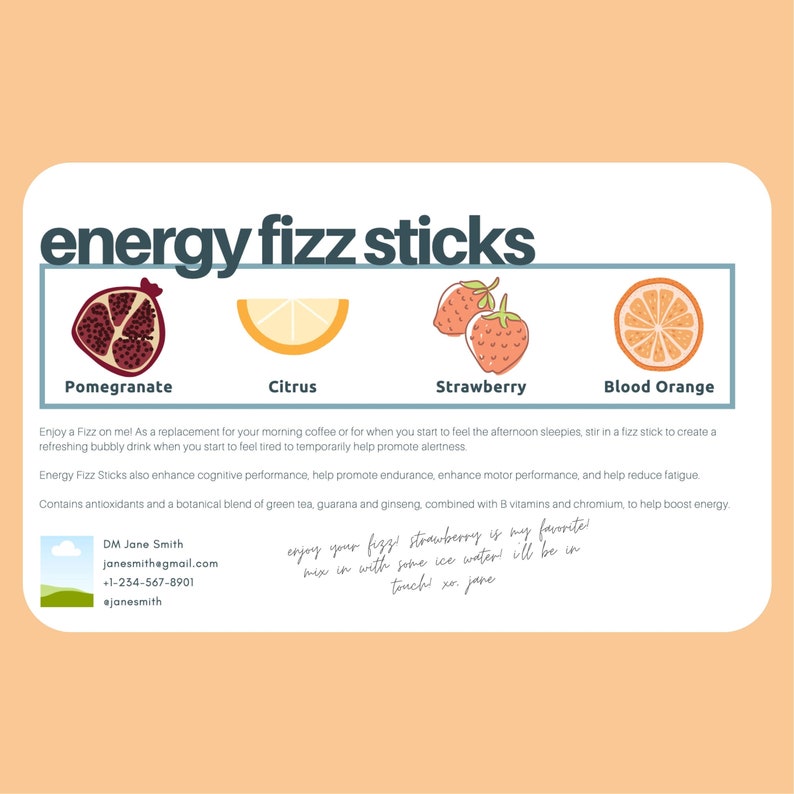 Personalized Energy Fizz Cards // Bonnebabe // Sample Card // Bonbabe ...