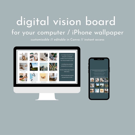 Digital Vision Board // Desktop Wallpaper // Iphone Wallpaper - Etsy