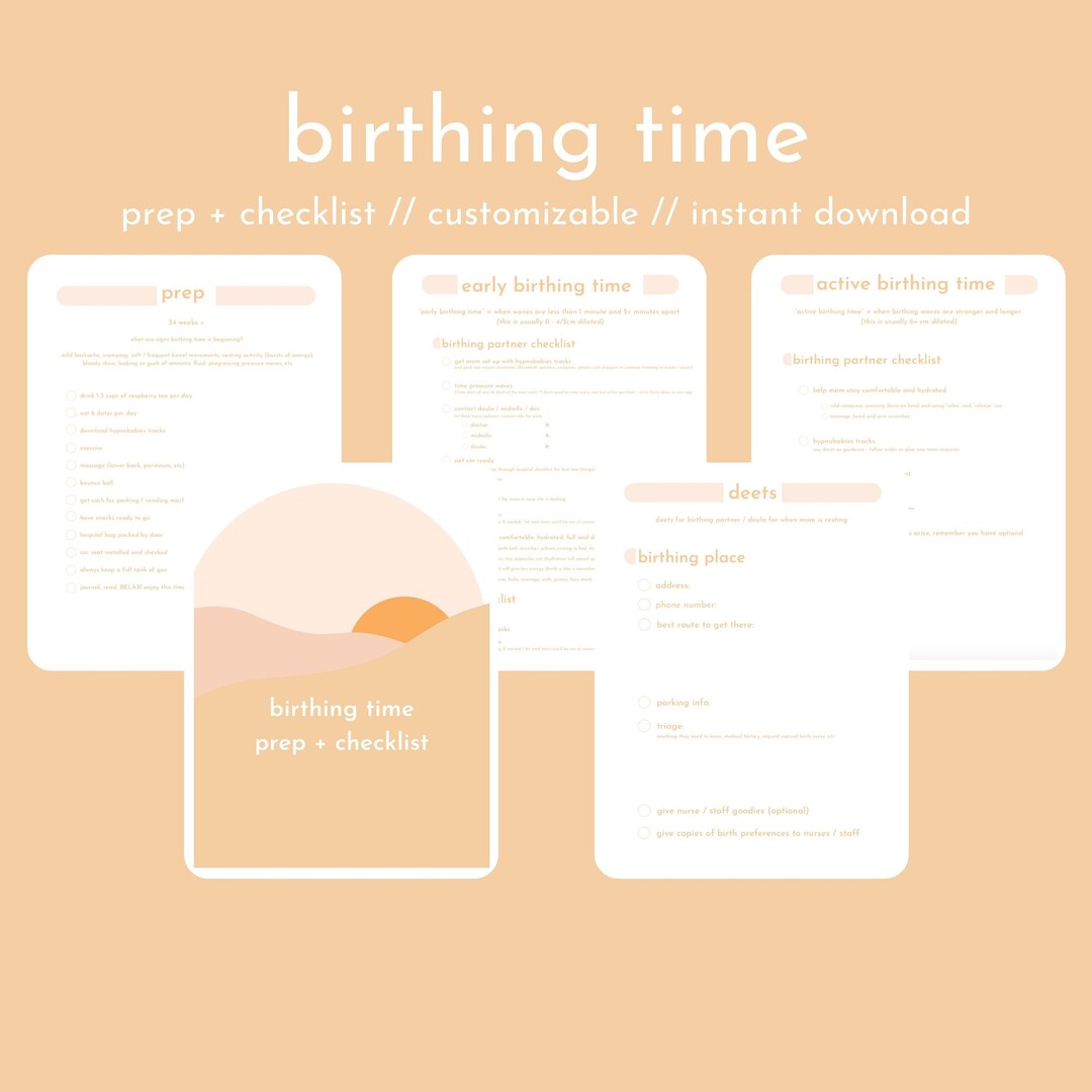 Birthing Time Prep + Checklist // Birth Partner Checklist // Birth Time ...