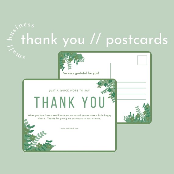 Small Business Thank You Postcard // Editable Template // | Etsy