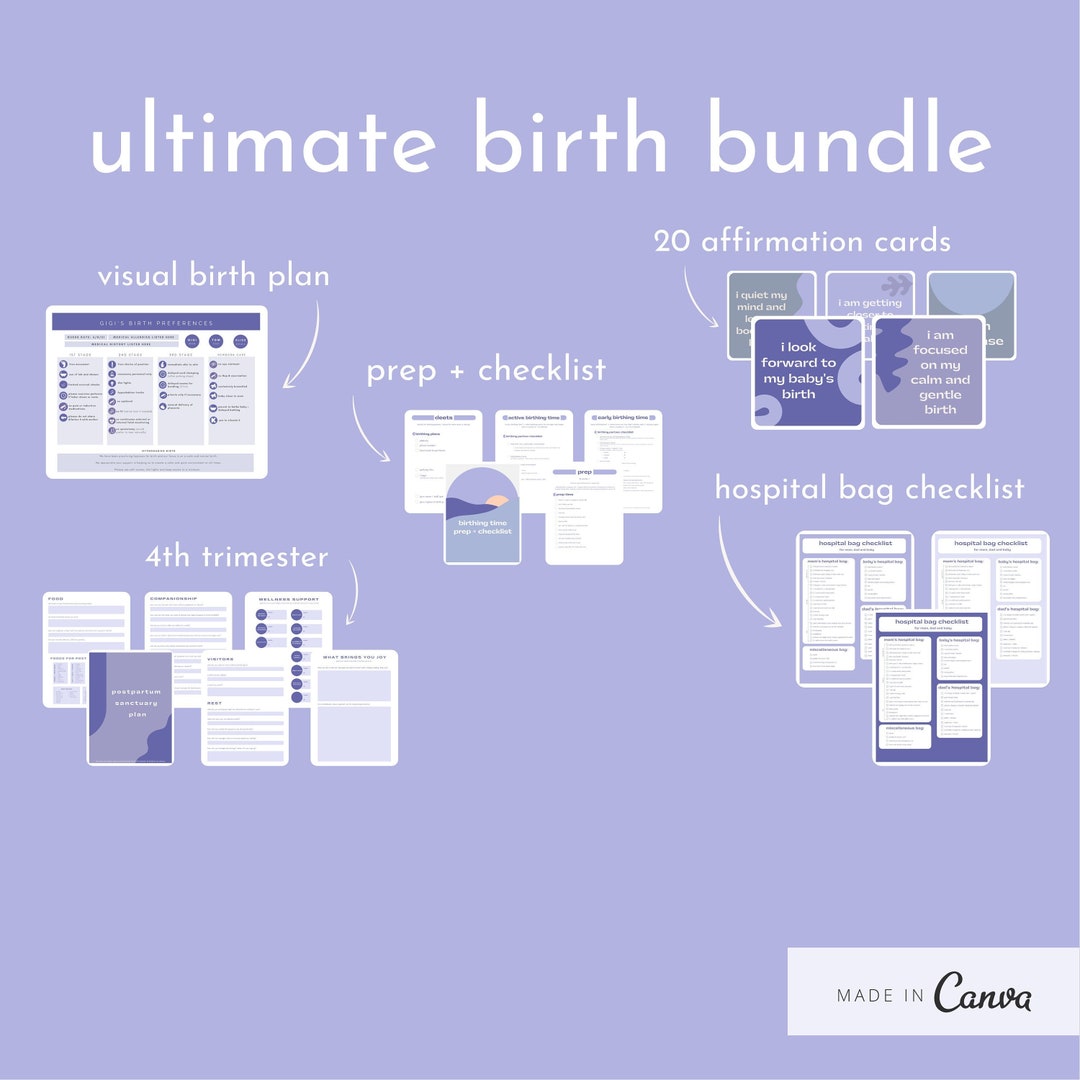 Birth Bundle for Doula (COMMERCIAL USE) // Visual Birth Plan // Birth ...
