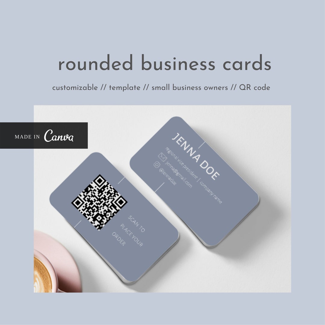 Rounded Business Cards // QR Code // Small Business // Minimalist ...
