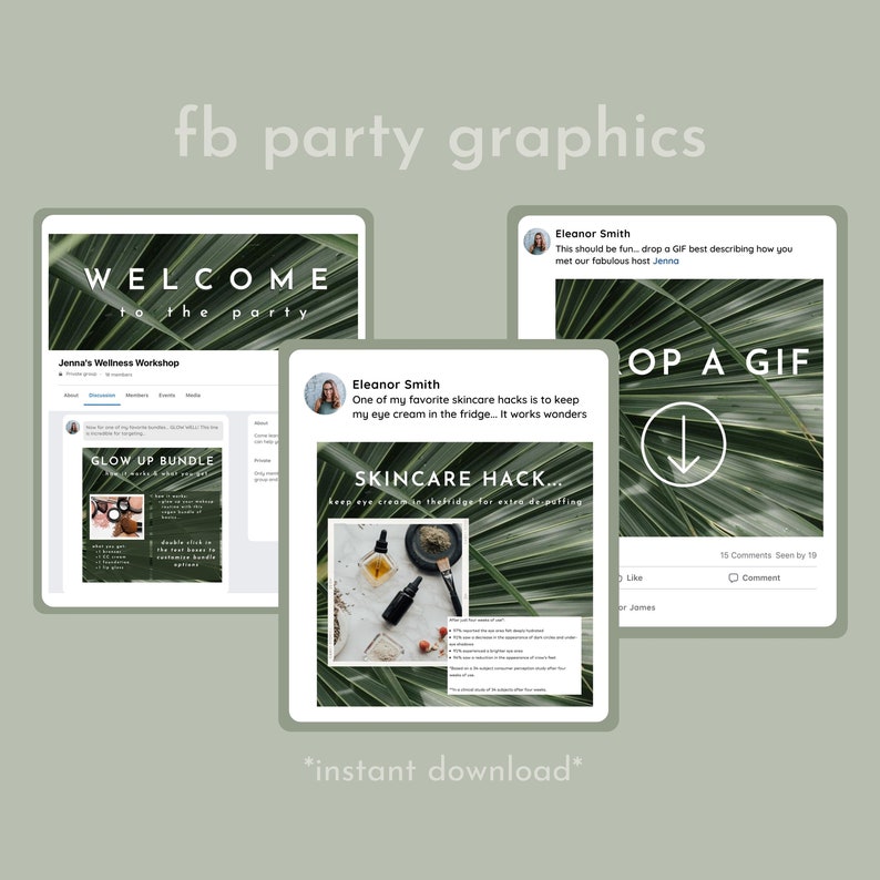 Facebook Party Graphics // Palm Theme - Etsy