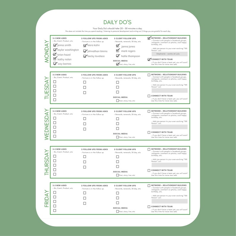 Daily Do’s PDF // Instant Download // Daily Method for Success ...