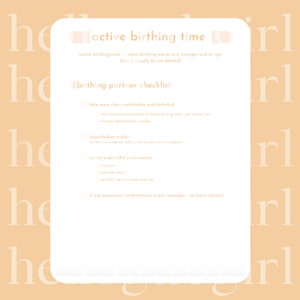Birthing Time Prep Checklist // Birth Partner Checklist // Birth Time ...