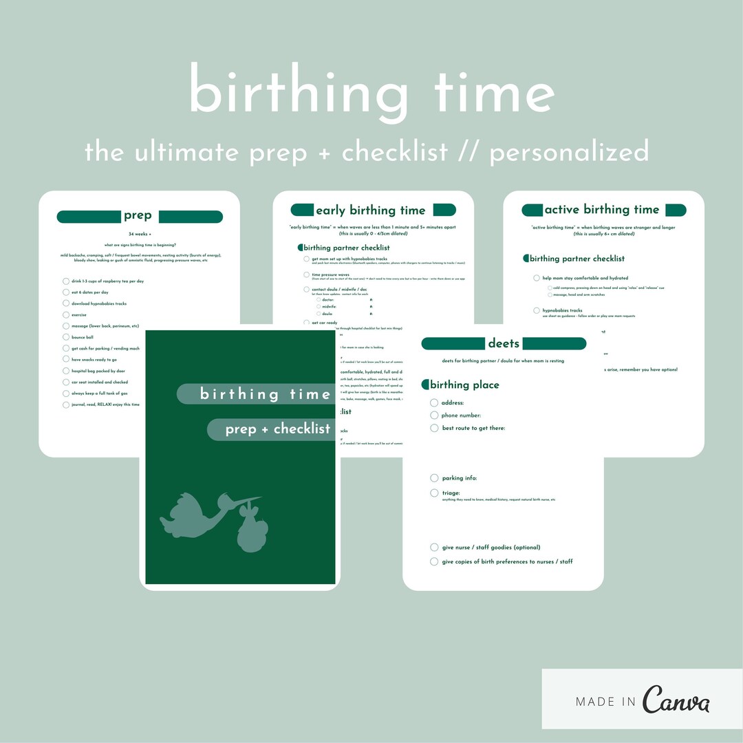 Emerald Green Birthing Time Prep + Checklist // Birth Partner // Birth ...