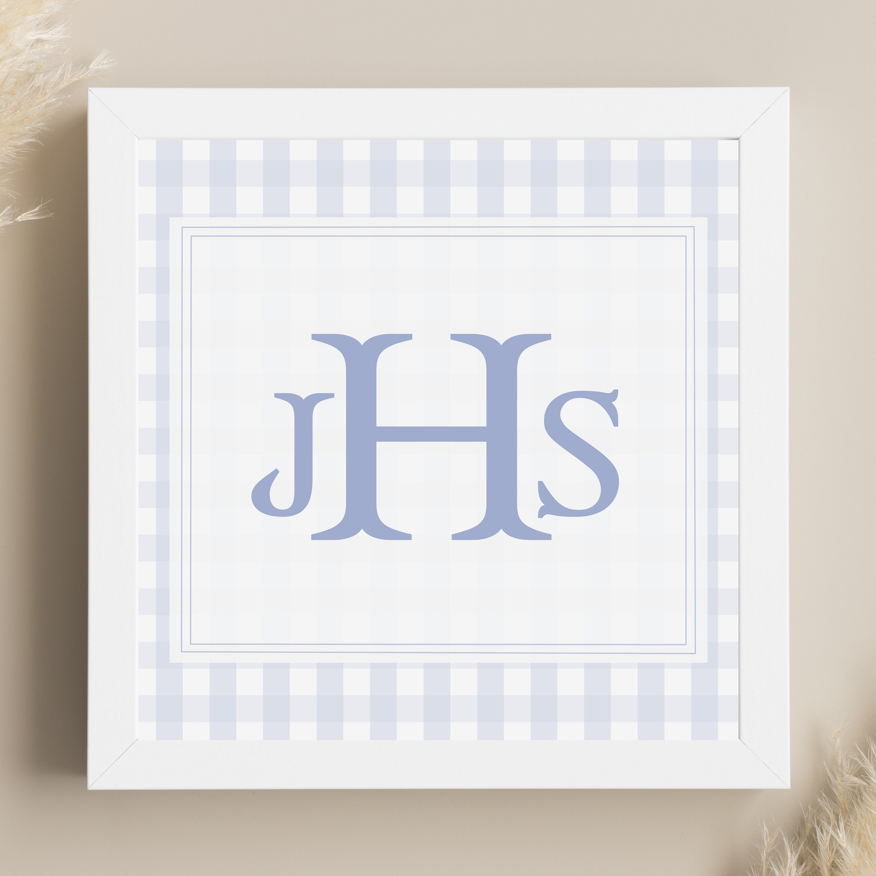 Preppy Monogram Nursery Wall Art / Gingham Printable Baby Wall - Etsy