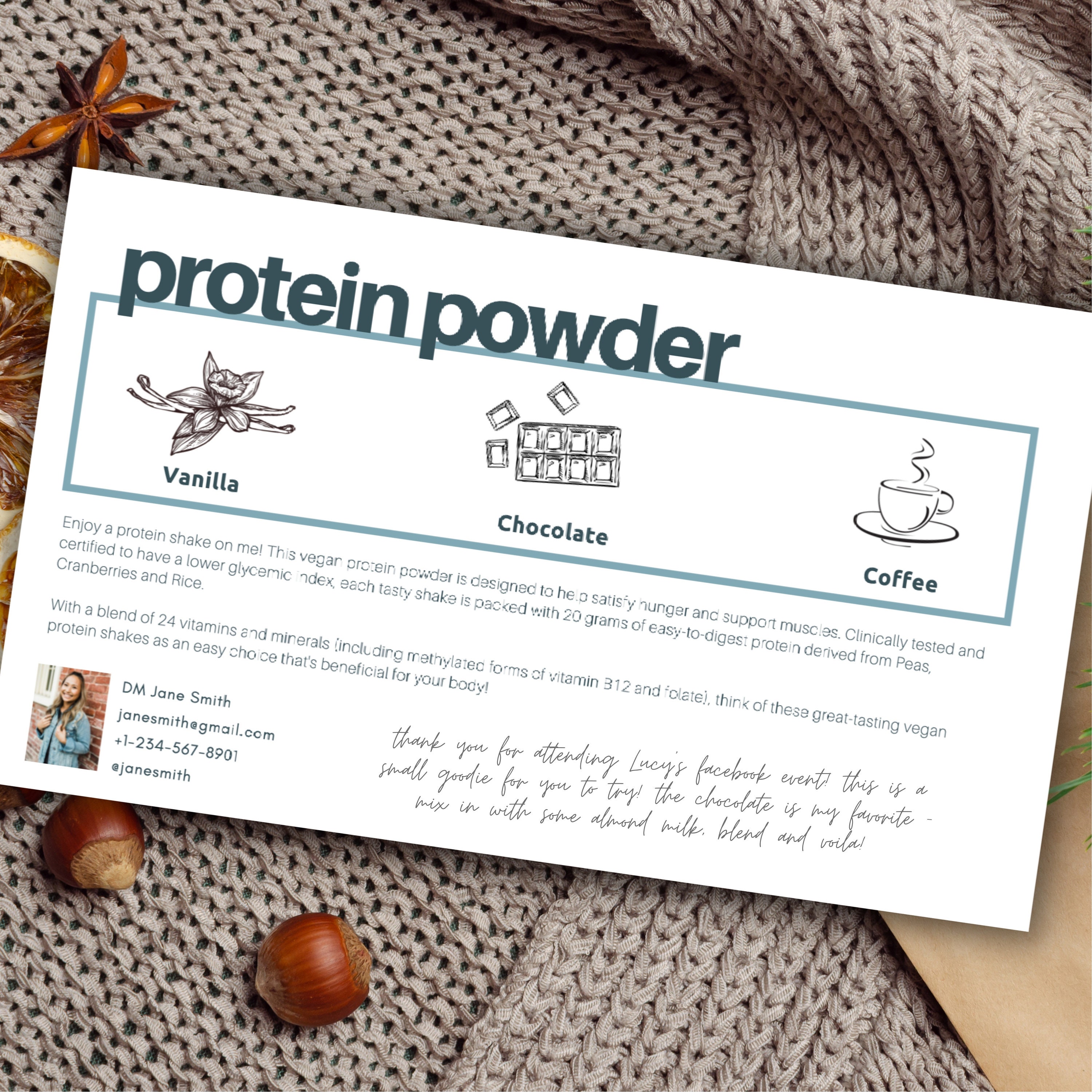 Bonbabe Sample Card // Protein Powder Sample Cards // Protein Shake ...
