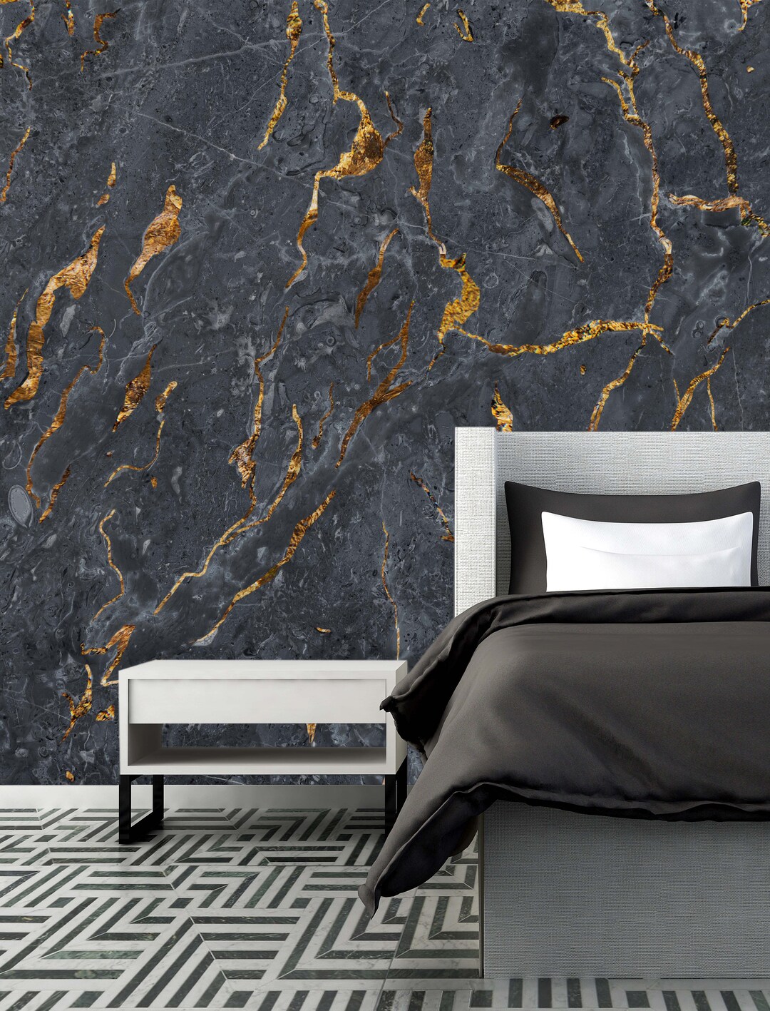 Trendy Rustic Gold Marble Wallpaper Peel & Stick - Etsy