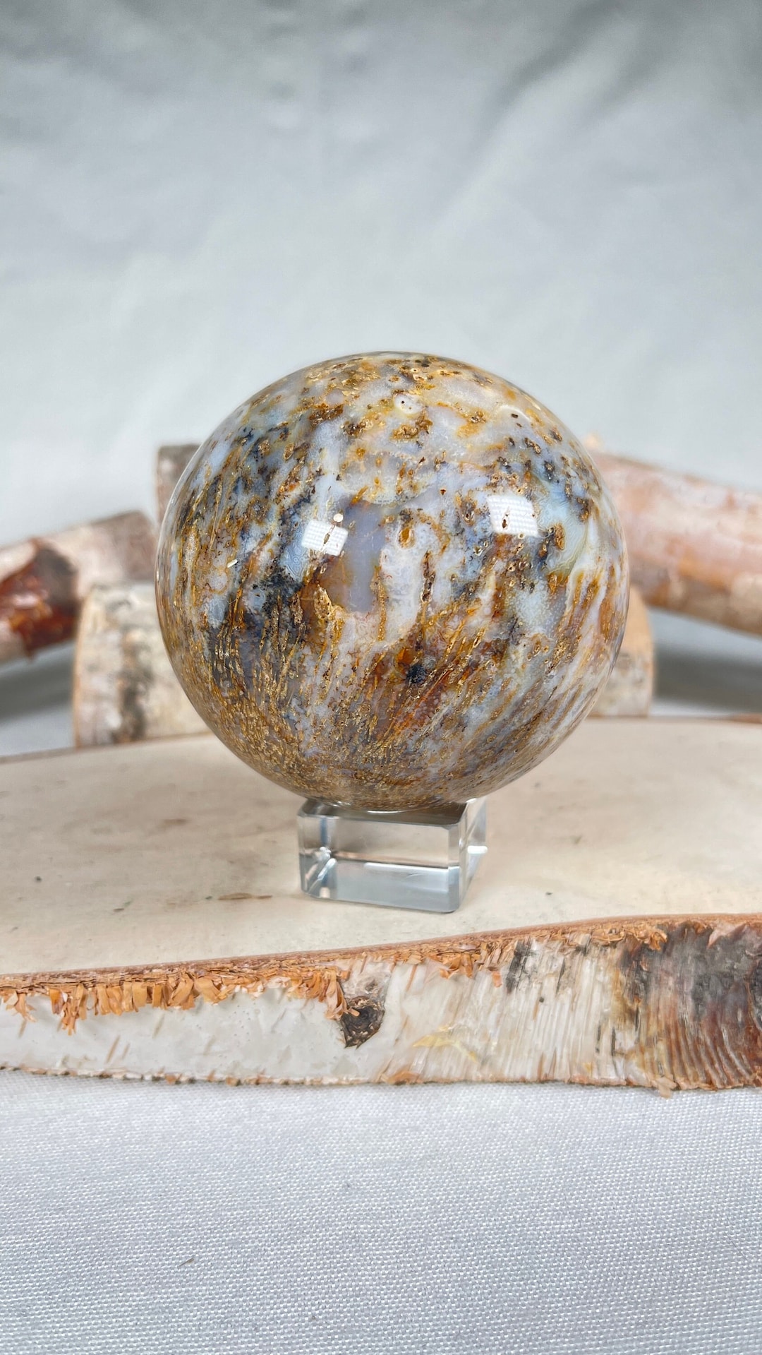 Sagenite Sphere- 79.5mm | RARE | Large High Quality Rutilated Agate ...