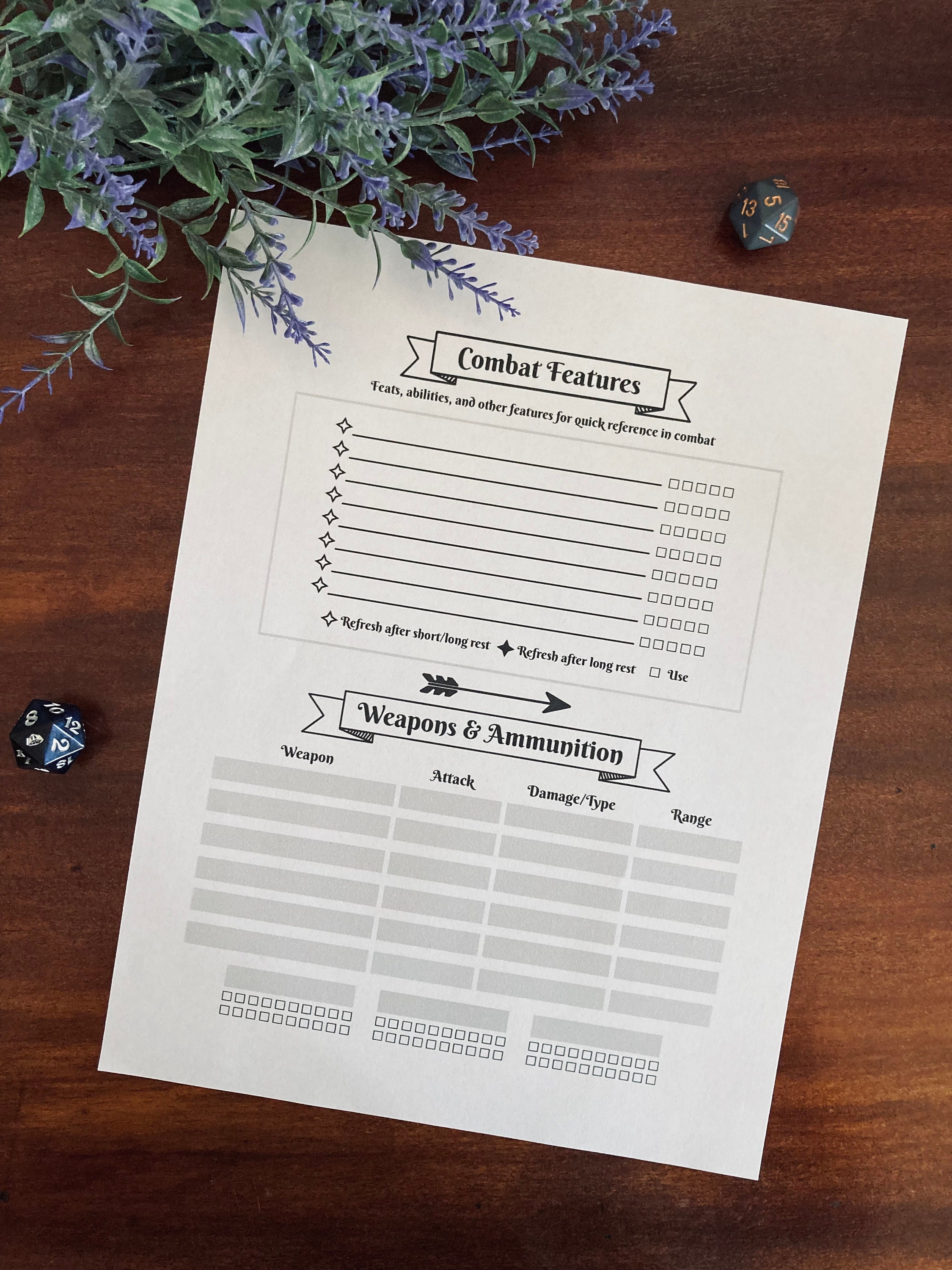 Custom Dungeons and Dragons Character Sheet/ Comprehensive D&D 5E ...