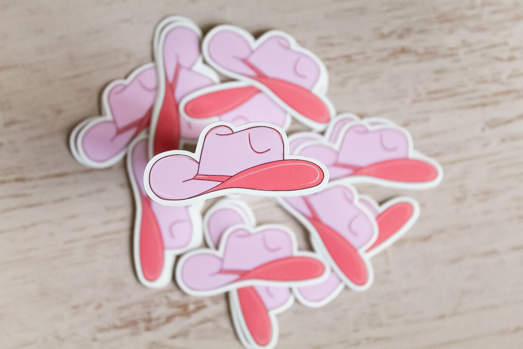 Pink Cowboy Hat Stickers || MINI Bachelorette Waterproof Vinyl Stickers ...