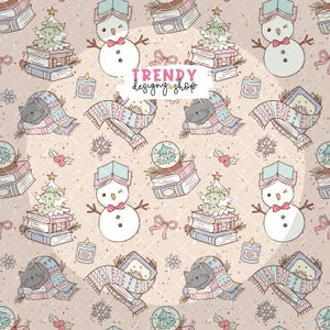 Christmas Bookish Seamless Pattern, Groovy Winter Bookish Repeating ...