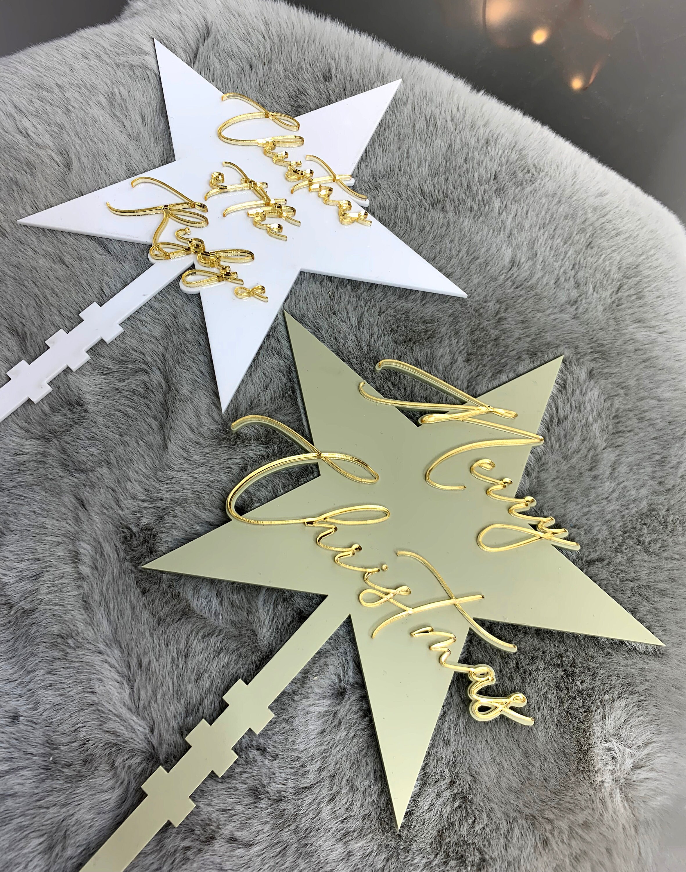 Handmade Luxury Acrylic Christmas Tree Topper. Personalised - Etsy UK