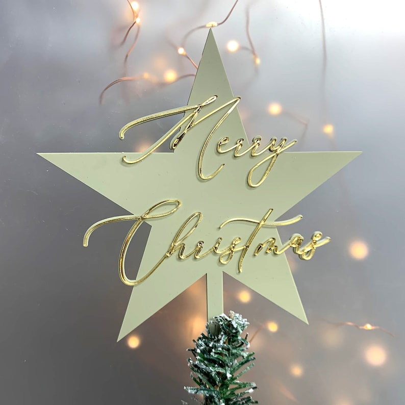 Handmade Luxury Acrylic Christmas Tree Topper. Personalised - Etsy UK