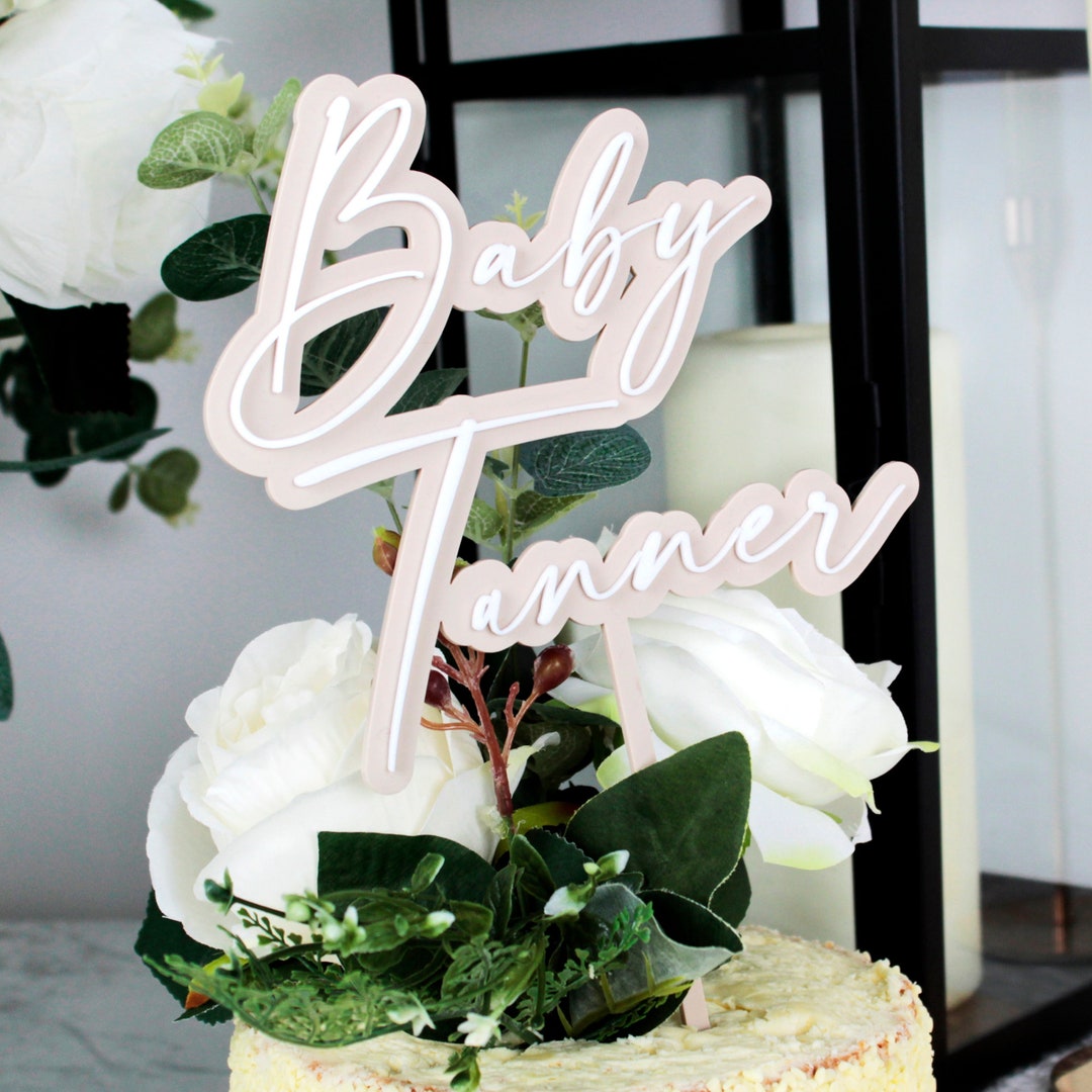 Baby Shower Cake Topper. Personalised Cake Topper. - Etsy
