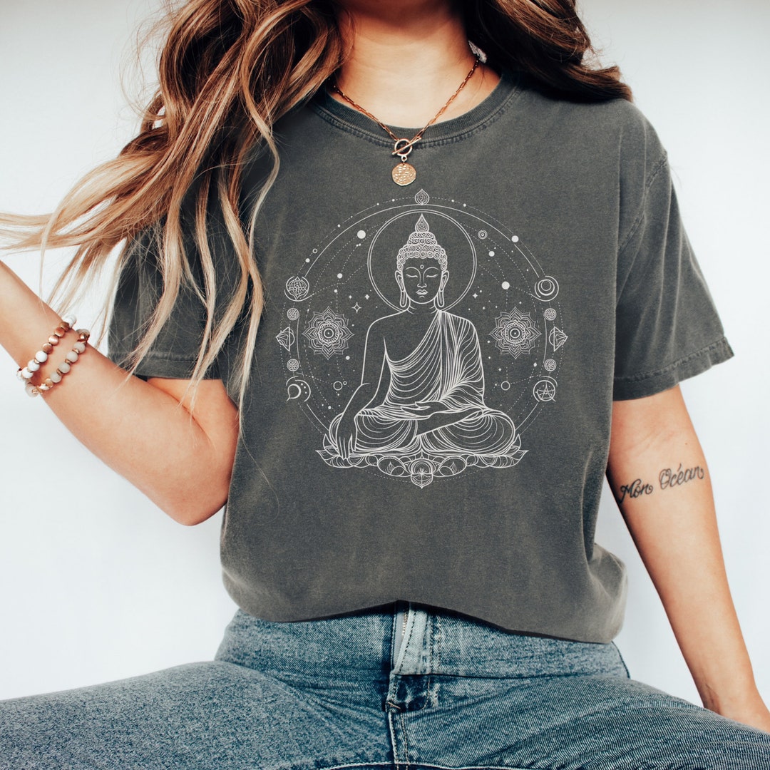 Meditating Buddha T Shirt Buddhist T-shirt Lord Buddha Tee Cosmic Yogi ...